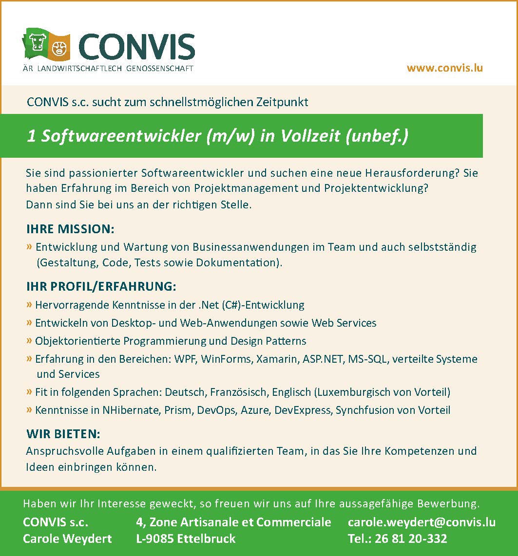 CONVIS s.c.: Stellenangebot