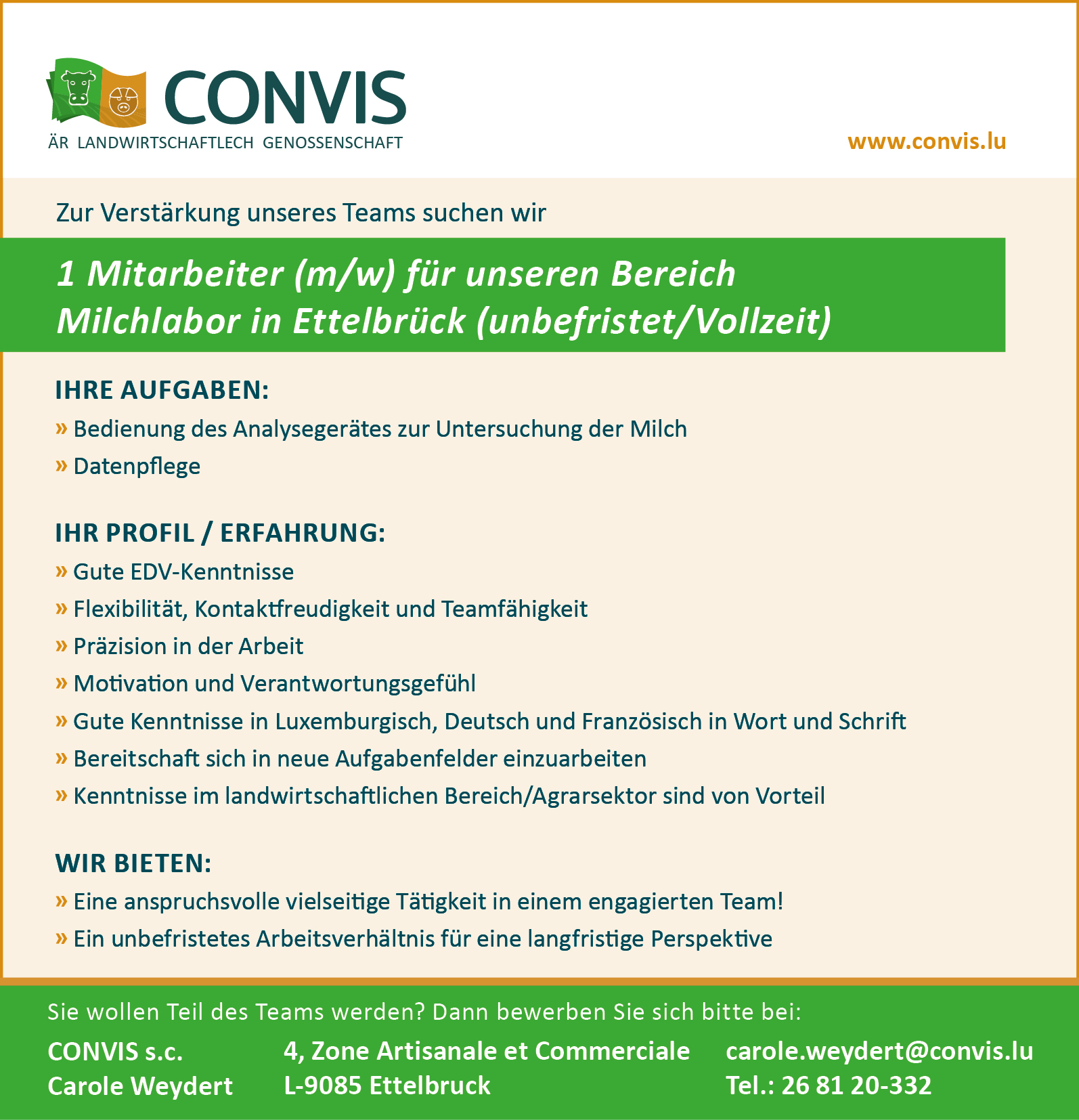 CONVIS s.c.: Stellenangebot